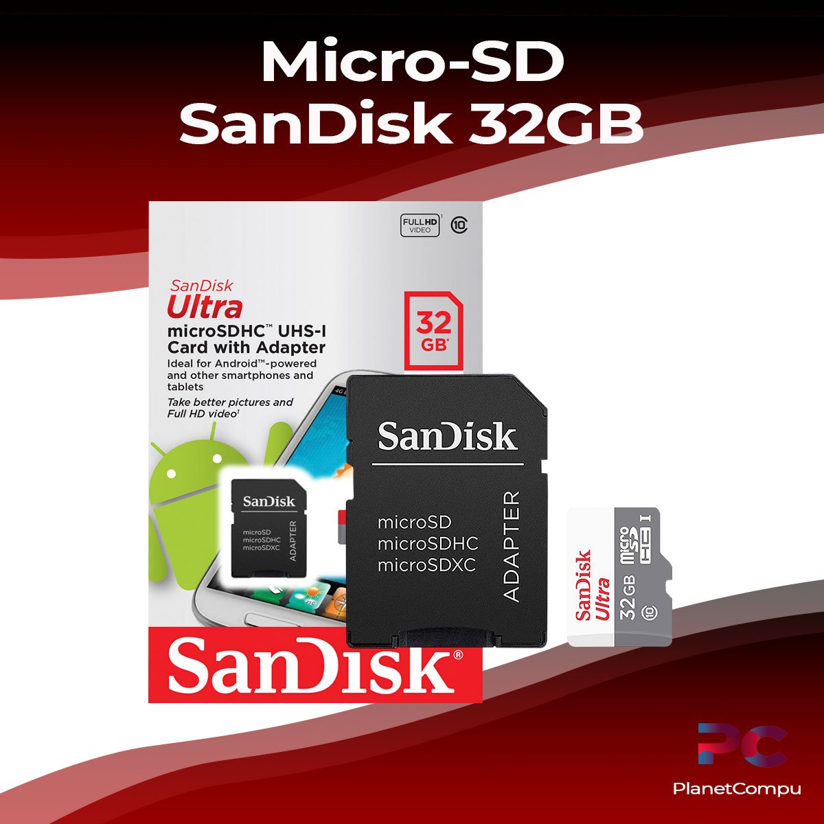 MicroSD SanDisk Ultra 32 GB Clase 10 100 MB s PlanetCompu MicroSD SanDisk Ultra 32 GB Clase 10 100 MB s PlanetCompu