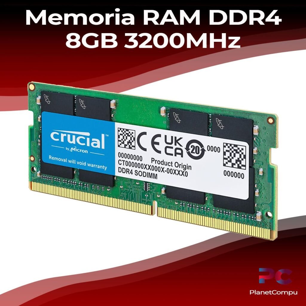 RAM 8GB Crucial SODIMM 3200MHz DDR4 – PlanetCompu – componentes de PC
